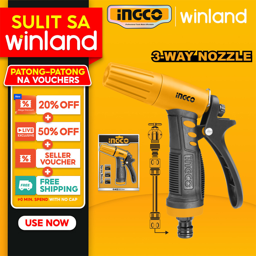 Ingco by Winland High Pressure Garden Hose Spray Nozzle Sprayer w/ 3 ...