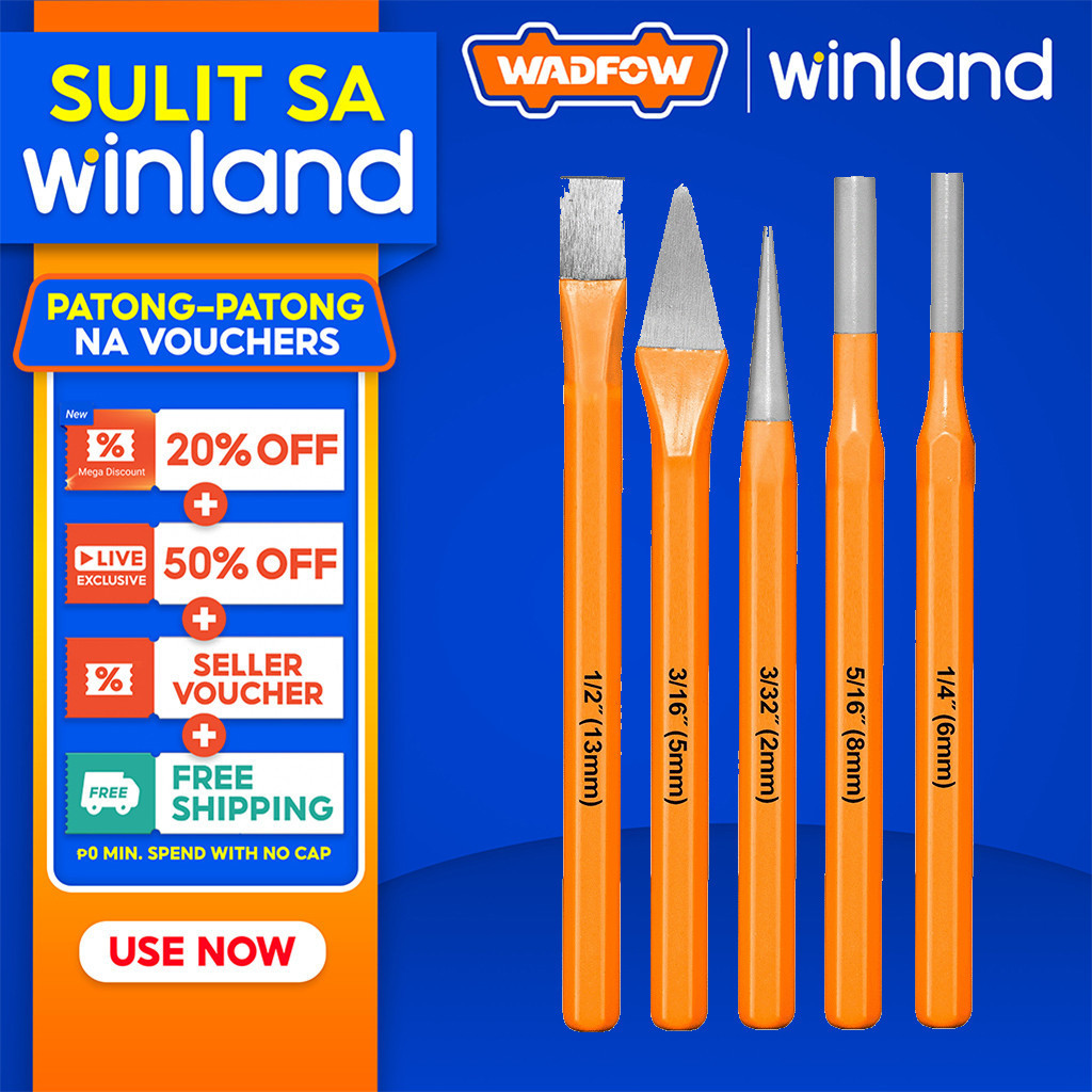 Wadfow by Winland Set of 5 Iron Cold Chisel & Hole Punch 40Cr-steel ...