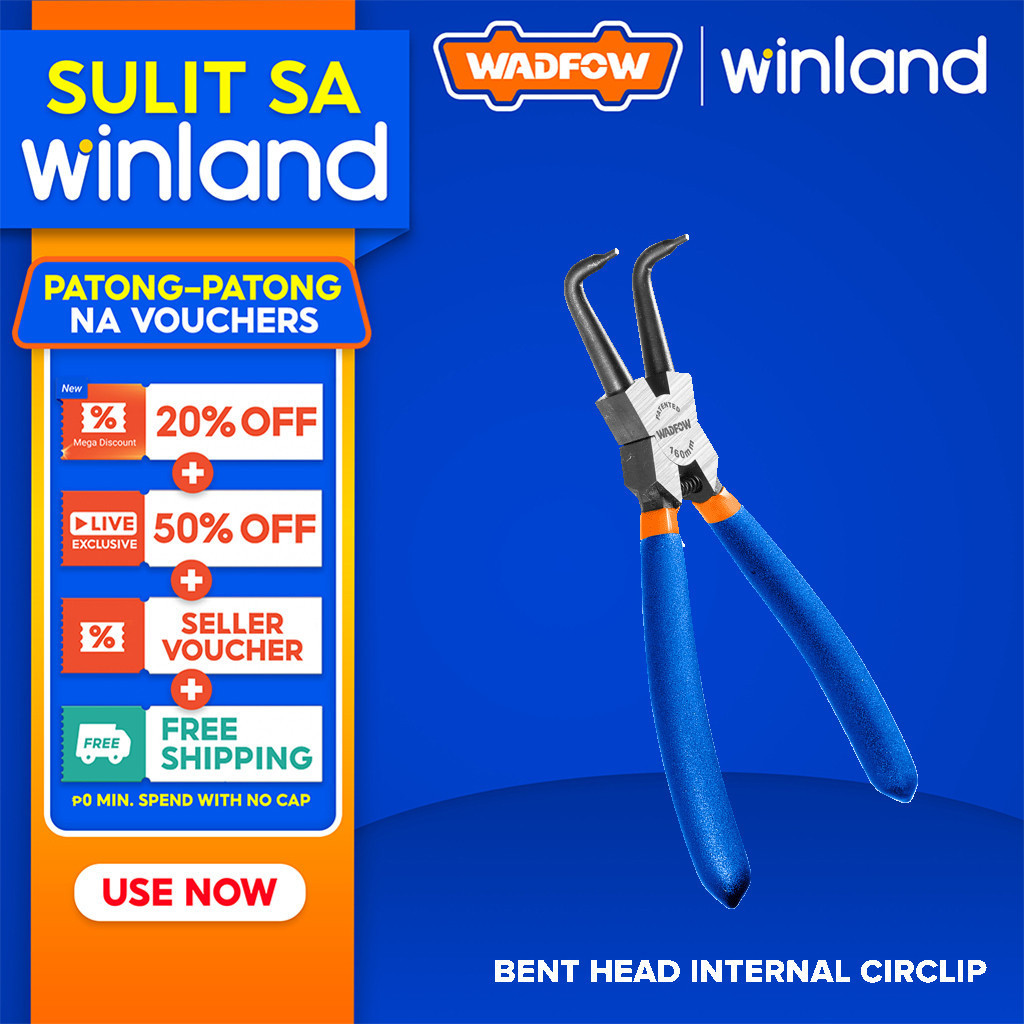 Wadfow by Winland 7"/180mm Bent Head Internal Circlip Pliers WPL9974 ...