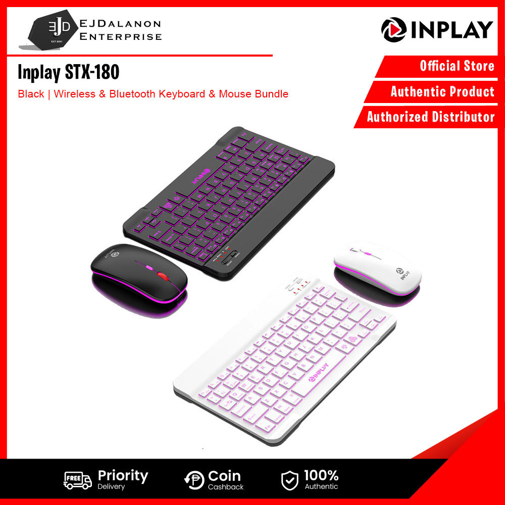 Inplay STX-180B | STX-180W Wireless & Bluetooth Keyboard & Mouse Bundle ...