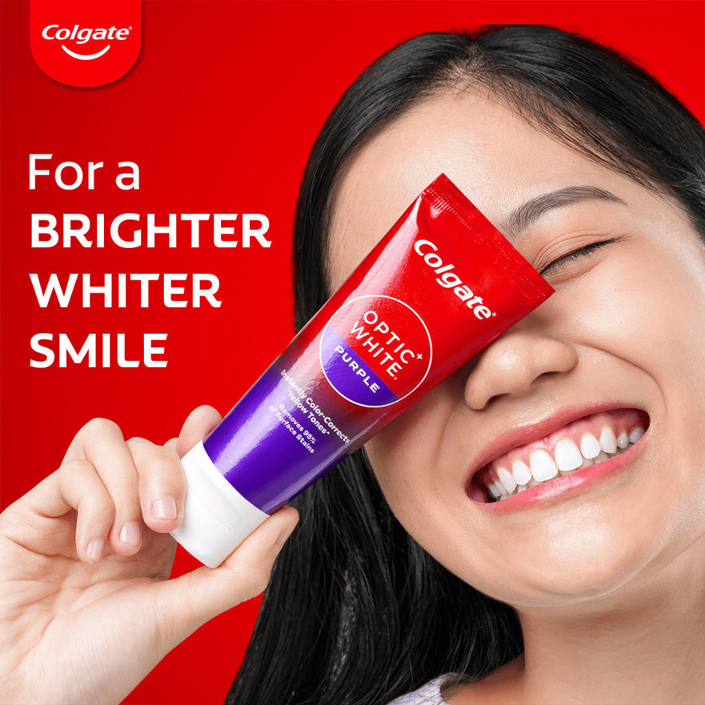 Colgate Optic White Whitening Toothpaste Purple, Color-Corrects Yellow ...