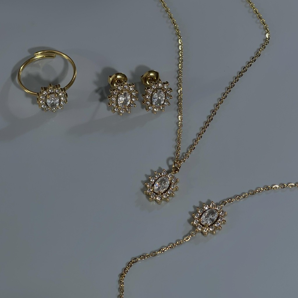 HB Jewelry SUN Shape Stone Collection of Pendant Necklace, Bracelet, Earrings & Ring Fashion ...