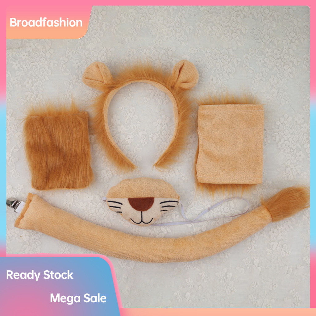 BRO_ Lion Costume for Adults Lion Ear Headband and Tail Set Soft Plush ...