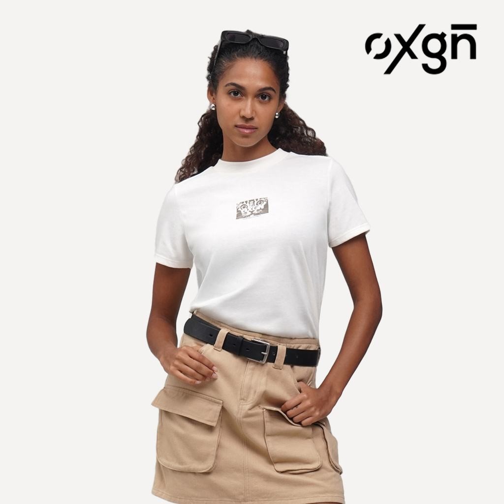 OXGN Logo Fearlessly Authentic Graphic T-Shirt For Women (Cream ...