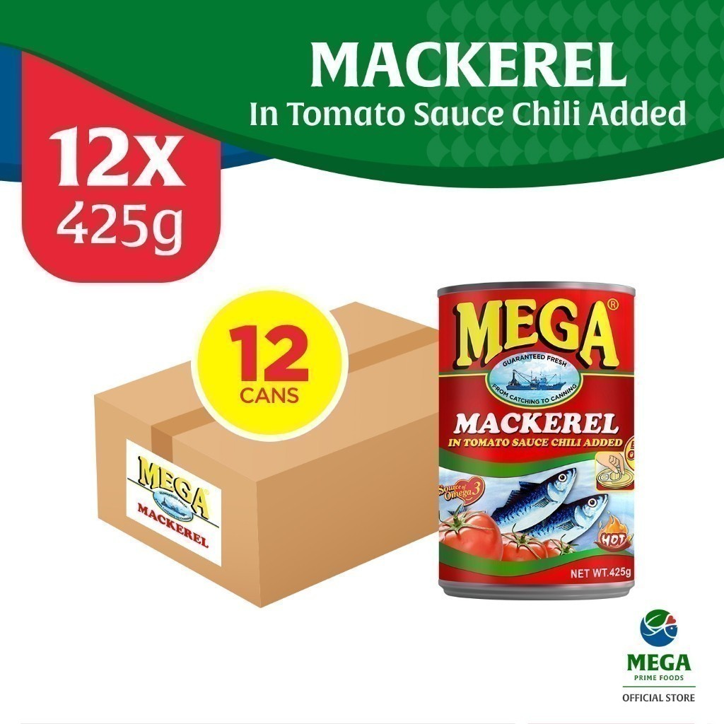 Mega Mackerel In Tomato Sauce W/ Chili Added 425G By 12'S | Shopee ...