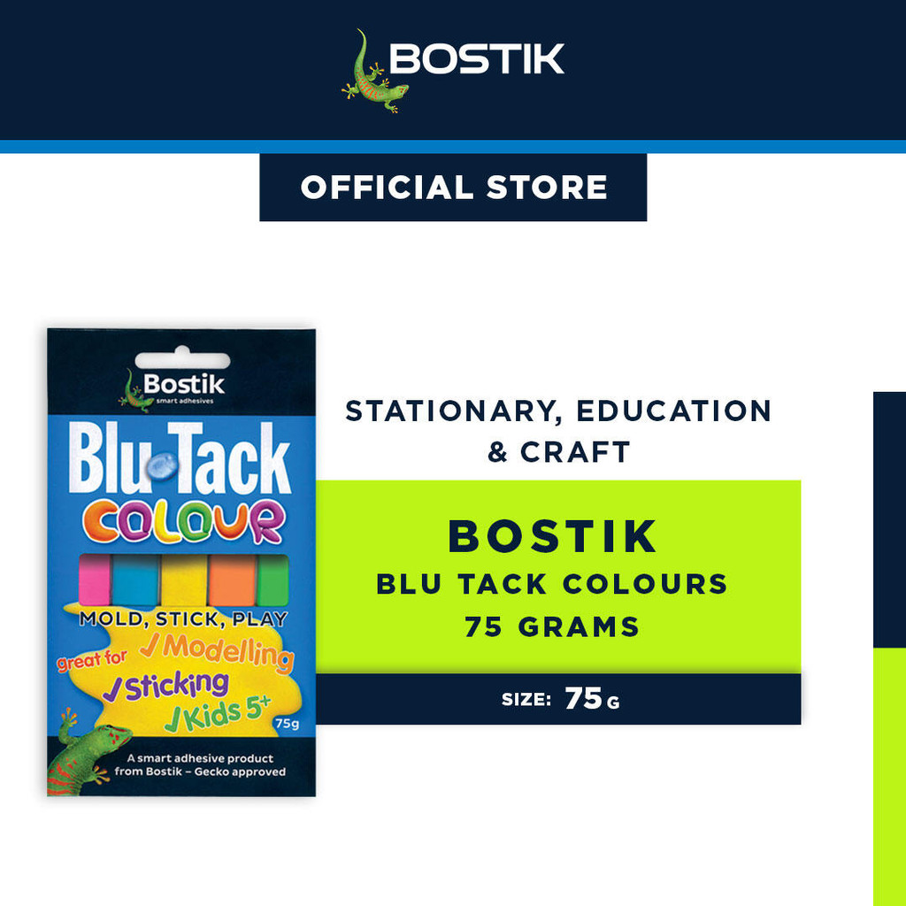 Bostik Blu Tack Colours Multi Purpose Reusable Adhesive 75g Sticks ...