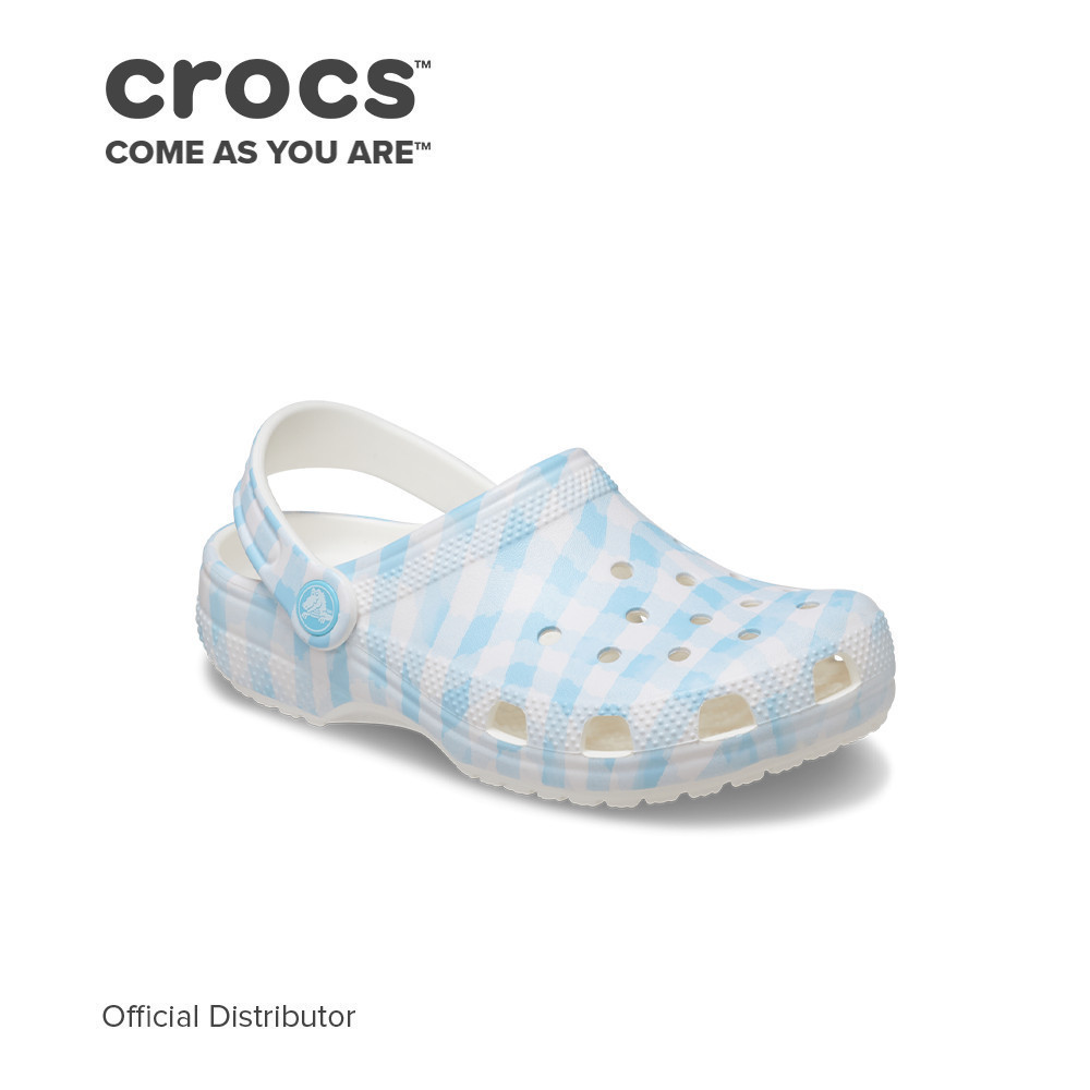 Crocs Kids' Classic Gingham Clog in White Blue | Shopee Philippines