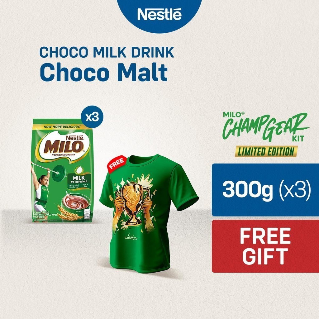 [FREE MILO CHAMP GEAR SHIRT] Milo Powdered Choco Malt Milk Drink 300g ...