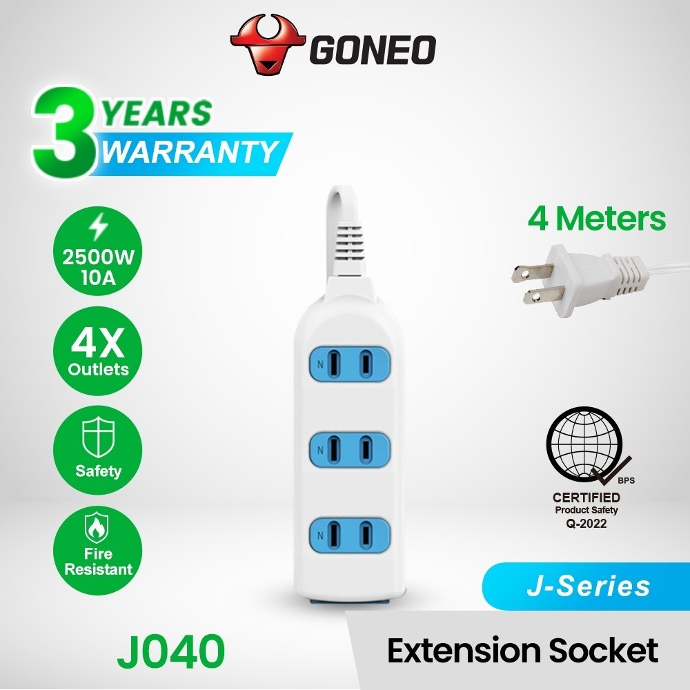 Bull Extension Socket J Series J040 400cm Cable 3 Outlets 2500w 10A ...