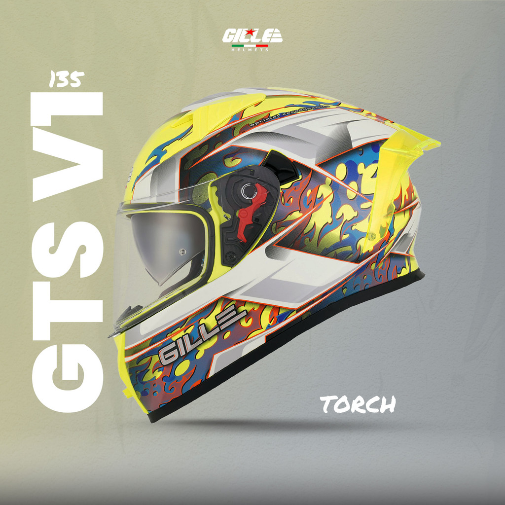 Gille Helmet 135 GTS V1 TORCH Motorcycle Helmets Full Face Dual Visor ...