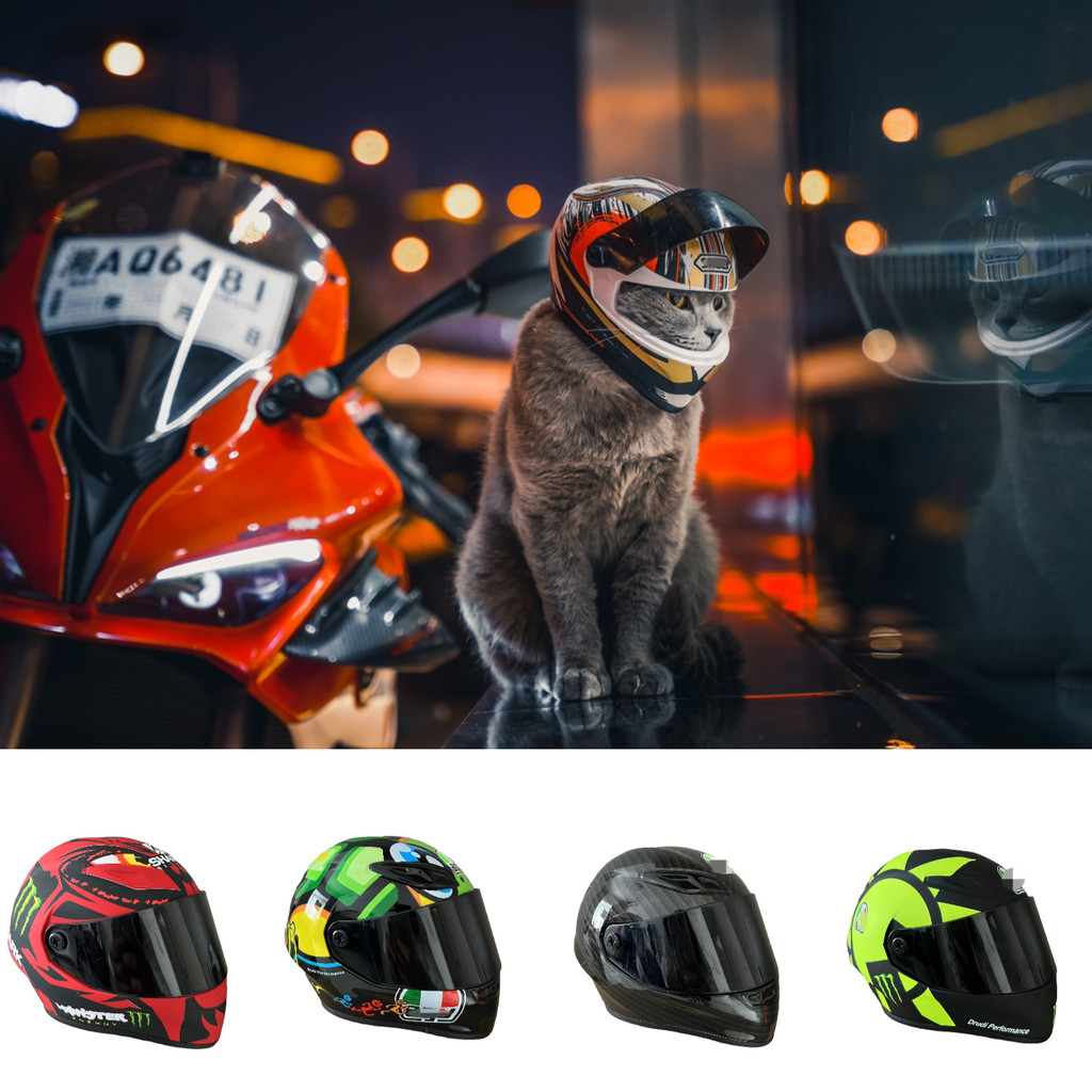 ATUBAN Small Motorcycle Helmet Cat Dog Puppy Mini Helmets,Full ...