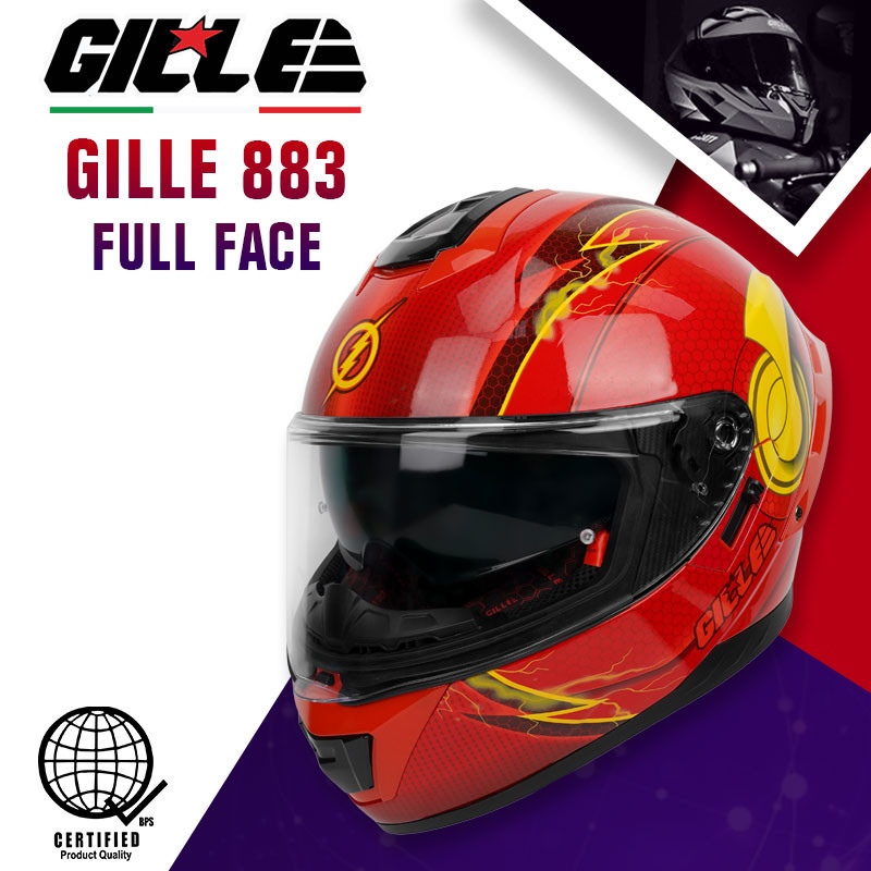 Gille 883 Falcon Red Yellow with Design Full Face Dual Visor for ...