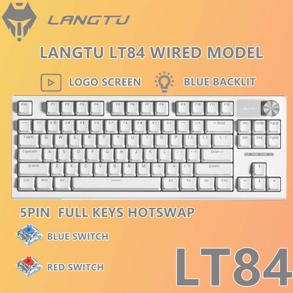 LANGTU LT84 White Mechanical Keyboard Wired LOGO Screen 5Pin ...