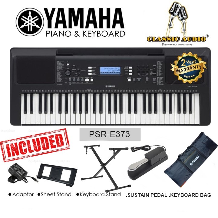Yamaha PSR E373 61-Keys Portable Keyboard with Keyboard Stand Double ...