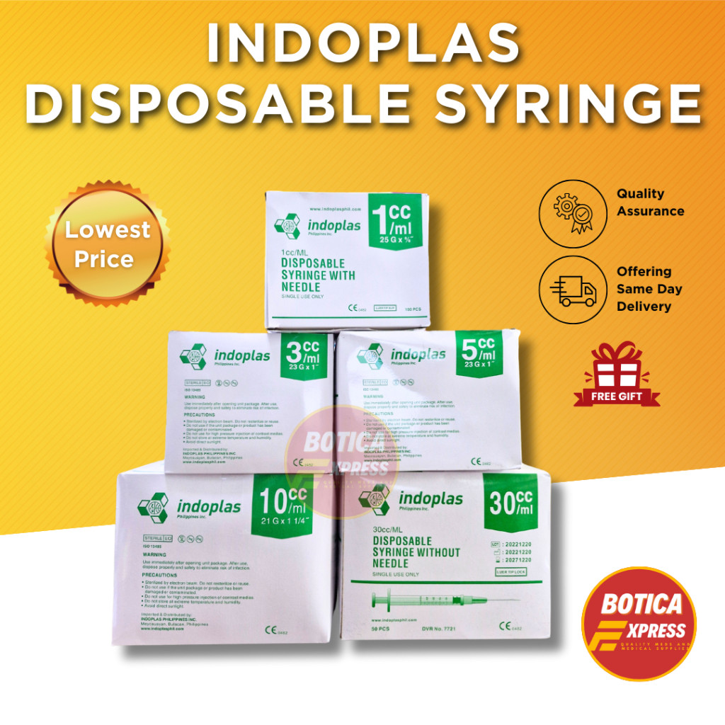 Indoplas Disposable Syringe Sterile Box of 100pieces | Shopee Philippines
