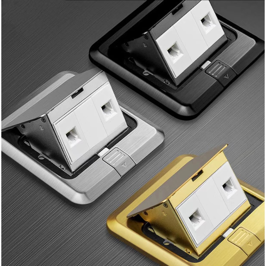 Copper Pop-up Network Socket 2-port RJ45 Waterproof Hidden Embedded ...