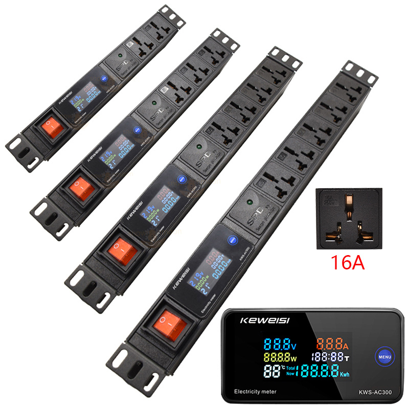 PDU Power Strip Surge Protection Voltmeter Ammeter Power Energy Meter 2 ...
