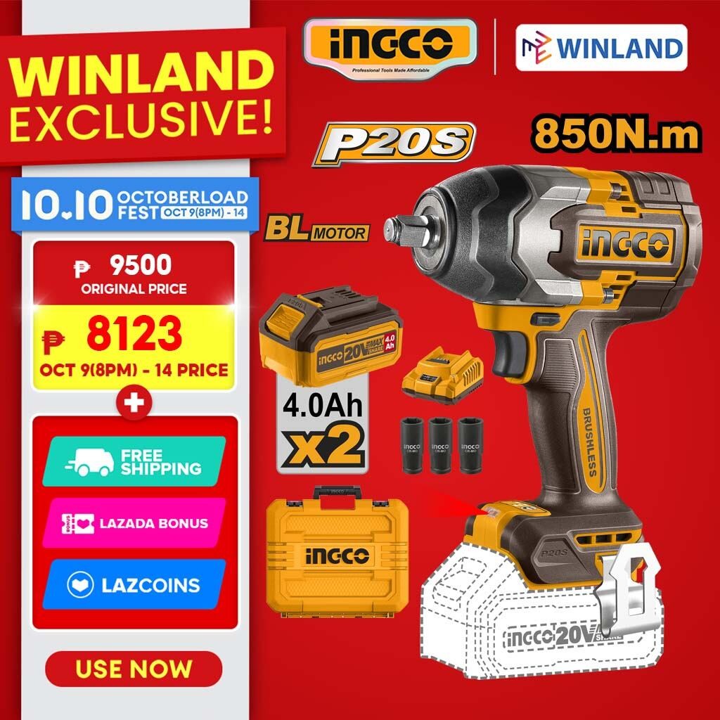 Ingco by Winland P20S 20V Brushless Cordless Lithium-Ion Impact Wrench ...