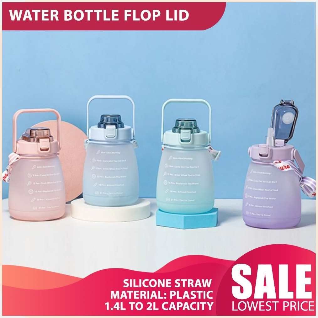 1.4L/2L_F@PASTEL,a!Motivational,c@Water@Z+H@e+Bottle@f Z+with Time Marker & Straw-BPA Free ...