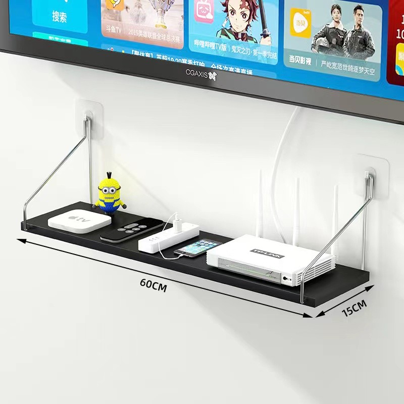Wall Mounted Shelves No Punching TV Router Storage Rack Super Stick ...
