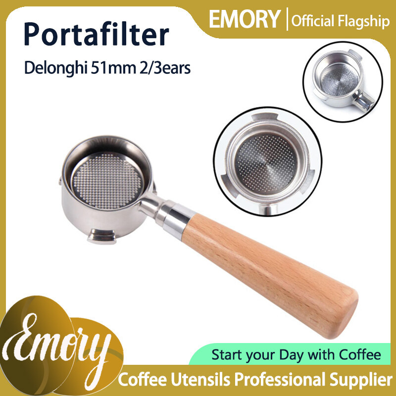Delonghi 2/3 ears Coffee Bottomless Portafilter 51mm Wooden Handle ...