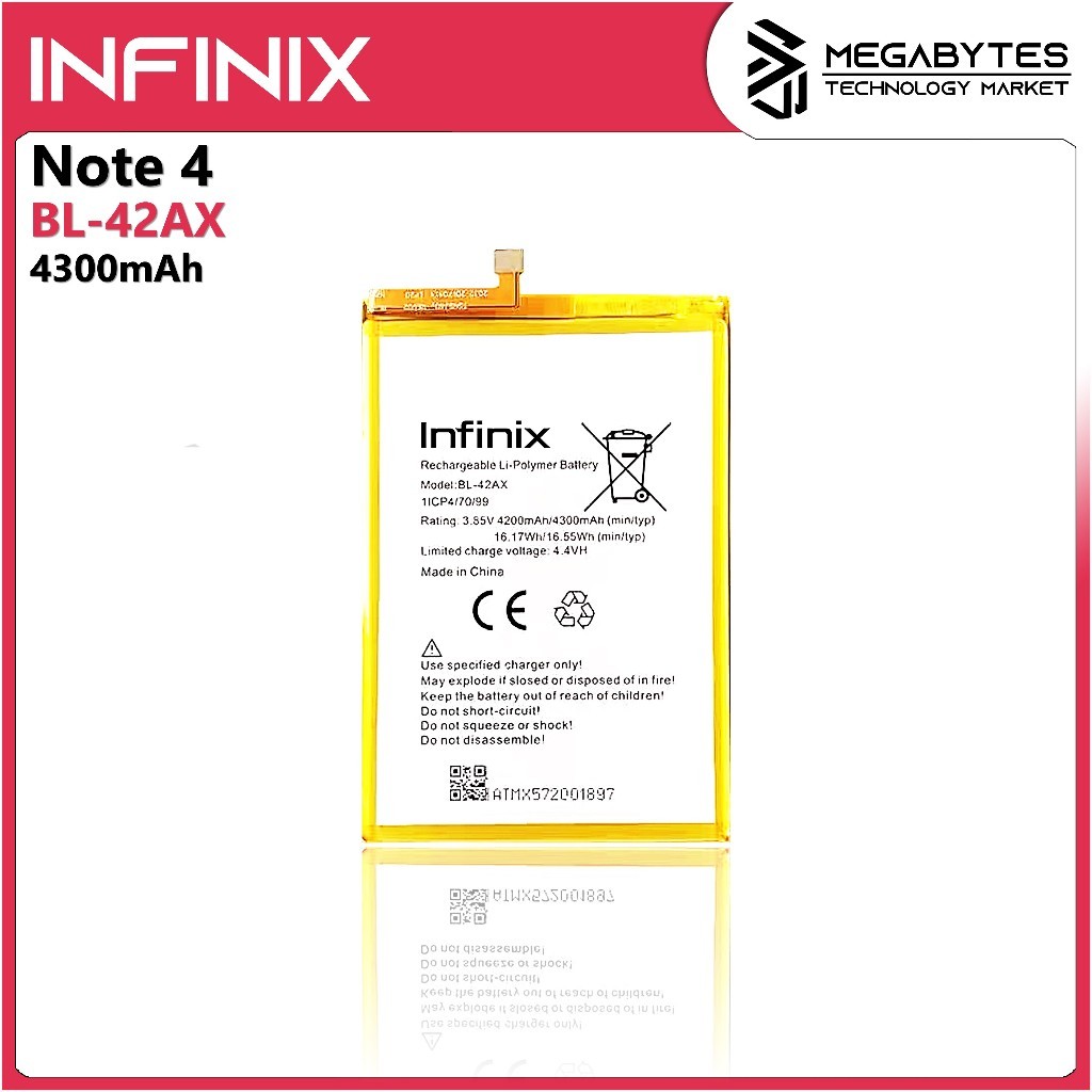 Megabytes Battery for Infinix Note 4 | X572 X572-LTE BL-42AX | Shopee ...