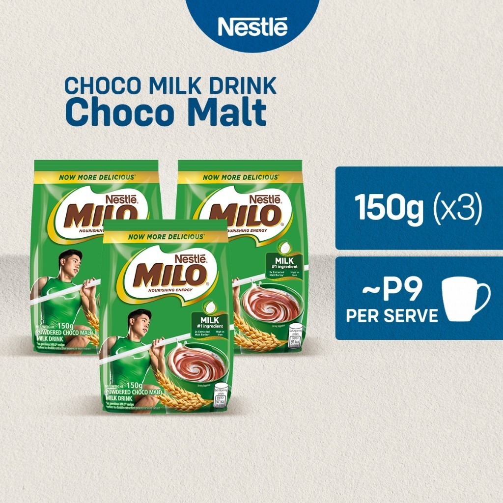 Milo Powdered Choco Malt Milk Drink 150g - Pack of 3 | Shopee Philippines