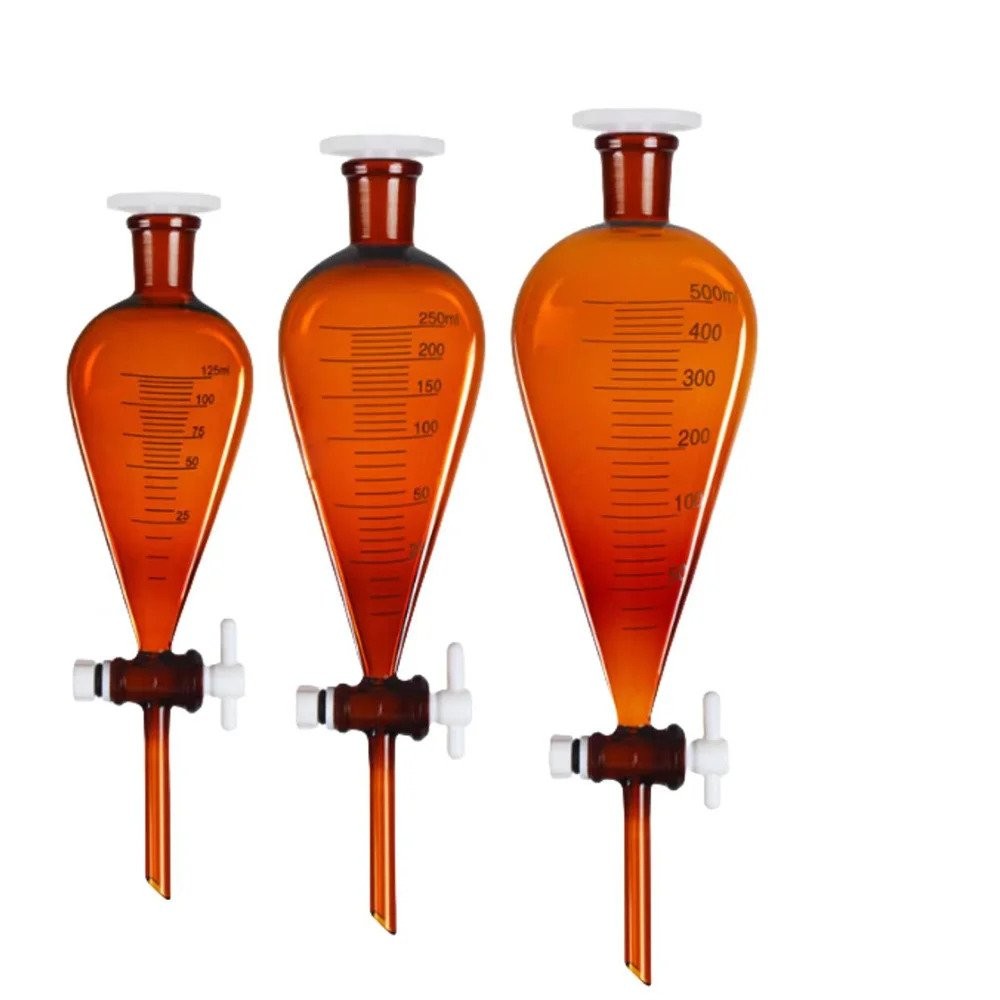 Liquan Pear Shape graduated Glass Separatory separate Funnel with ptfe ...