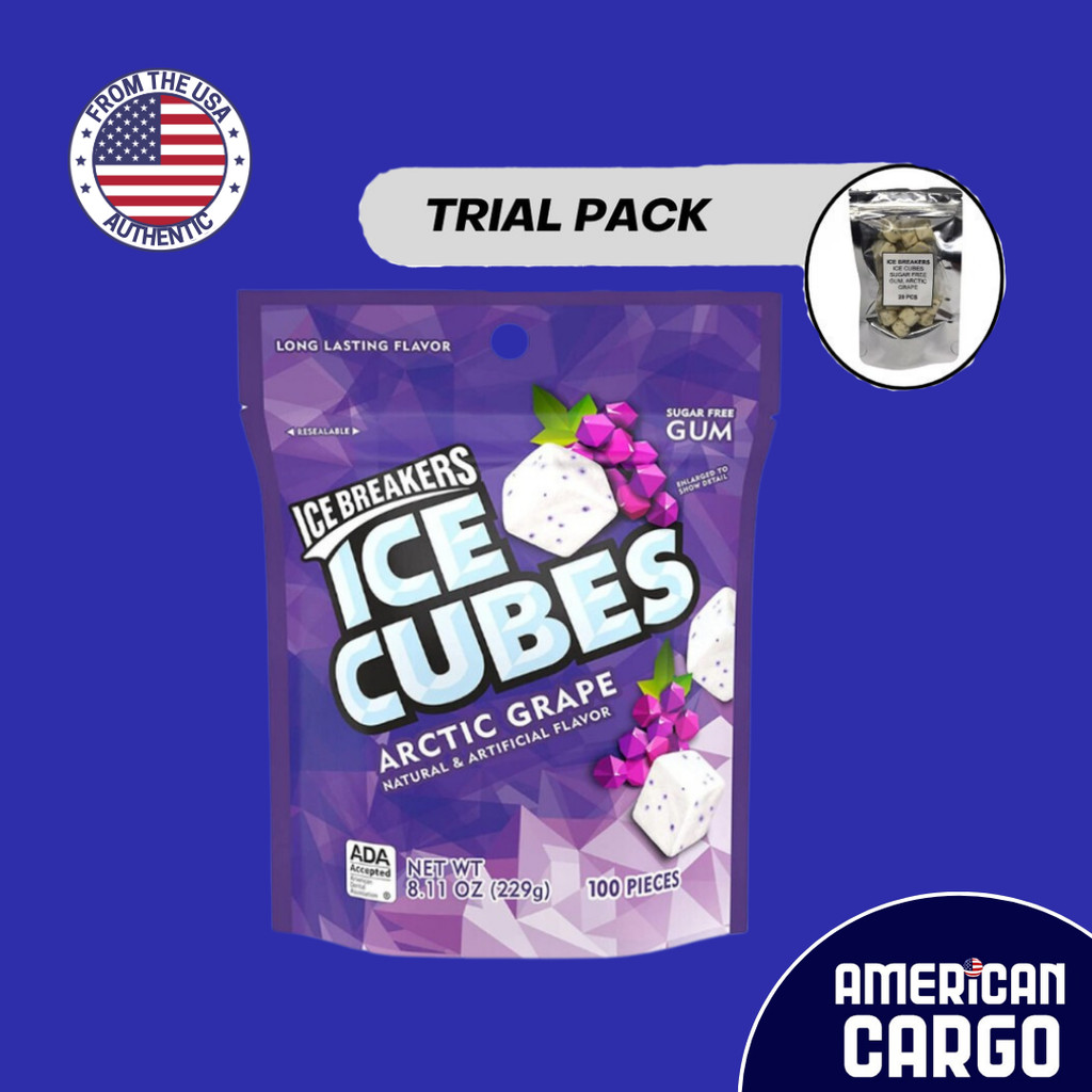Trial Pack Ice Breakers Ice Cubes Non-Sugar Gum, Arctic Grape, 20 pcs ...