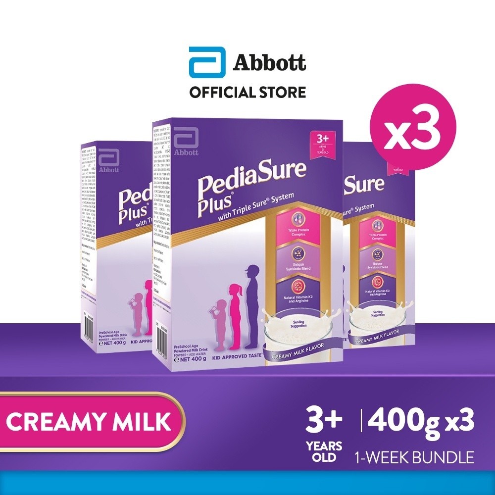 Pediasure Plus 3+ Creamy Milk 400g Bundle of 3 for Kids Above 3 Years ...
