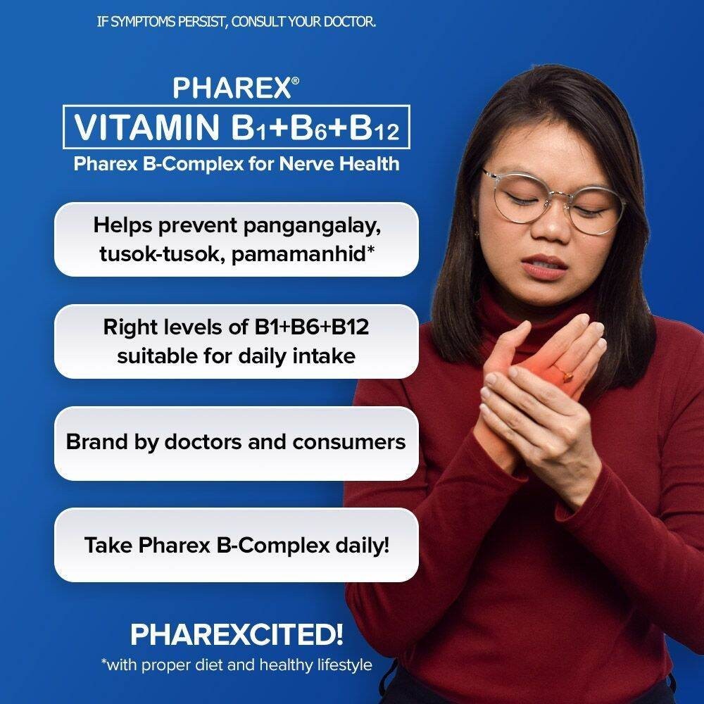 Pharex B-Complex 40 Tablets, Vitamin B1+B6+B12 - Prevention of ngalay ...