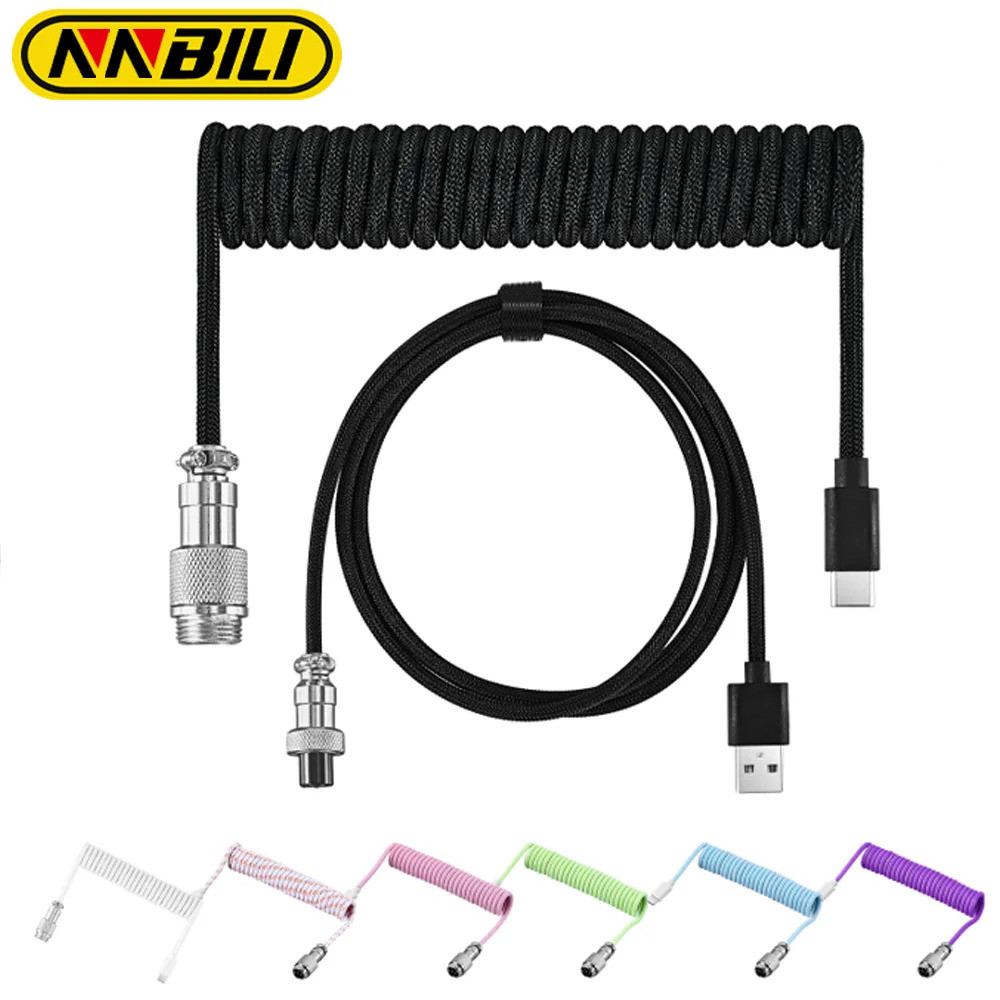 NNBILI Mechanical Keyboard Coiled Cable Wire Type C USB Port Aviator ...