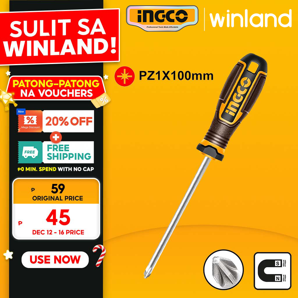Ingco by Winland Pozidriv Philips Screwdriver (Round Shank) PZ1 x 100mm ...