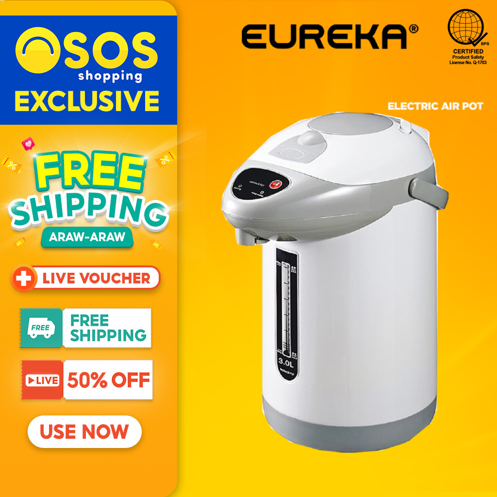 Eureka 3.0L Electric Airpots Thermos Air Pot Water Dispenser w/ Auto Pump EEA-3.0L •OSOS ...
