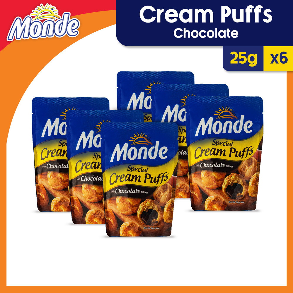 Monde Special Cream Puffs Chocolate 25gx6 | Shopee Philippines