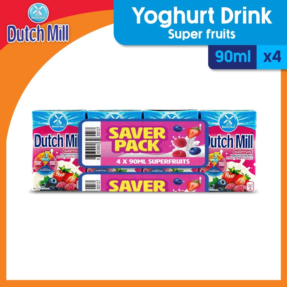 Dutch Mill Uht Yoghurt Drink Superfruits Savers Pack With 4 Mixed ...