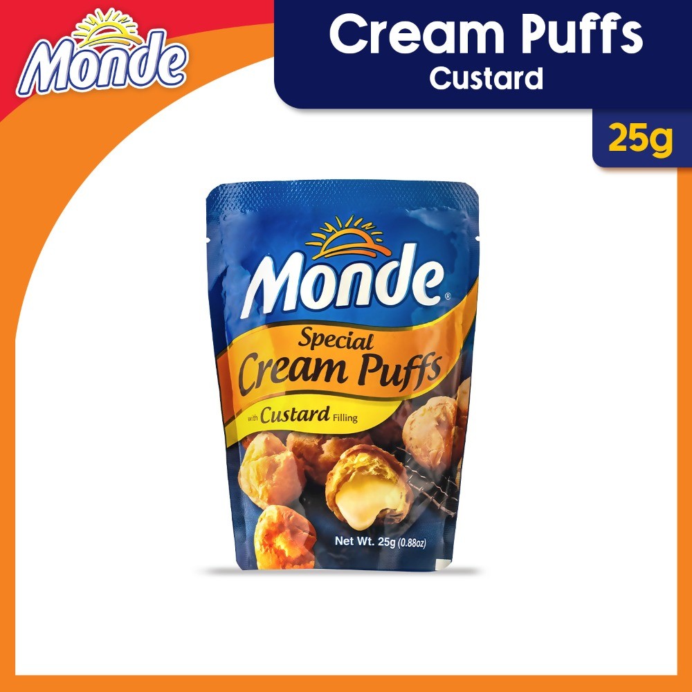 Monde Special Cream Puffs Custard 25g | Shopee Philippines