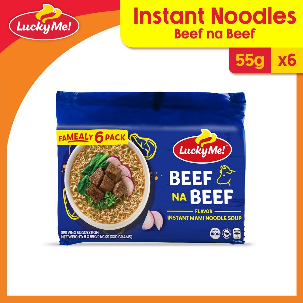 Lucky Me! Instant Noodle Soup Beef na Beef Multipack 55g x 6 | Shopee Philippines