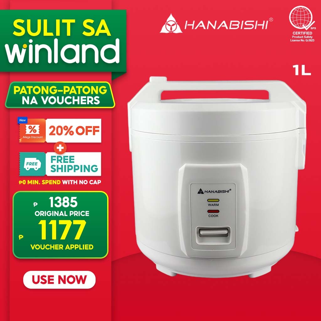 Hanabishi by Winland 1.0L serves up to 5 Cups White Jar Type Rice ...