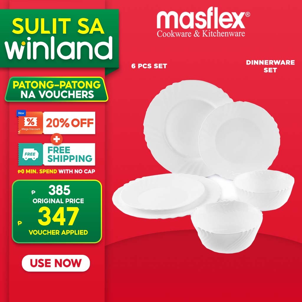 Masflex by Winland 6pieces Plain Opal Dinnerware Set Dishwasher ...
