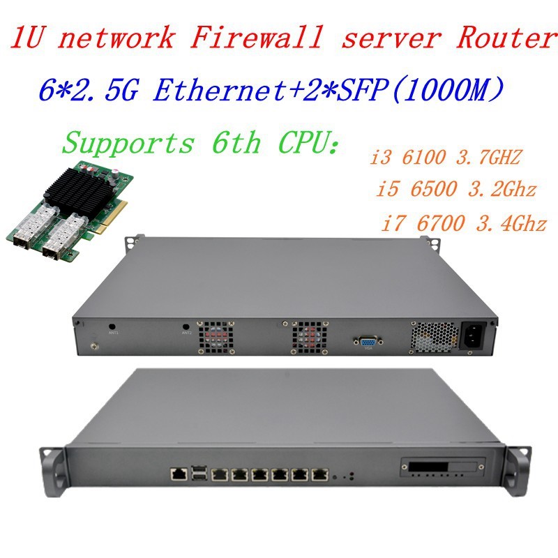 웃1U Rackmount Firewall Server Router 6 *i226 2.5Gbps Lan with 2*SFP ...
