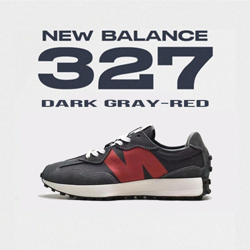 100% Original New Balance NB 327 MS327FF Dark Grey-Red unisex | Shopee ...