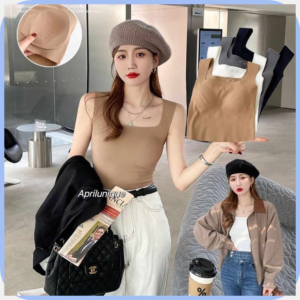 Ladies%iu>Silk.fG&Seamless+t@b@V@l[e!Square[e!Neck Sleeveless Crop Top ...