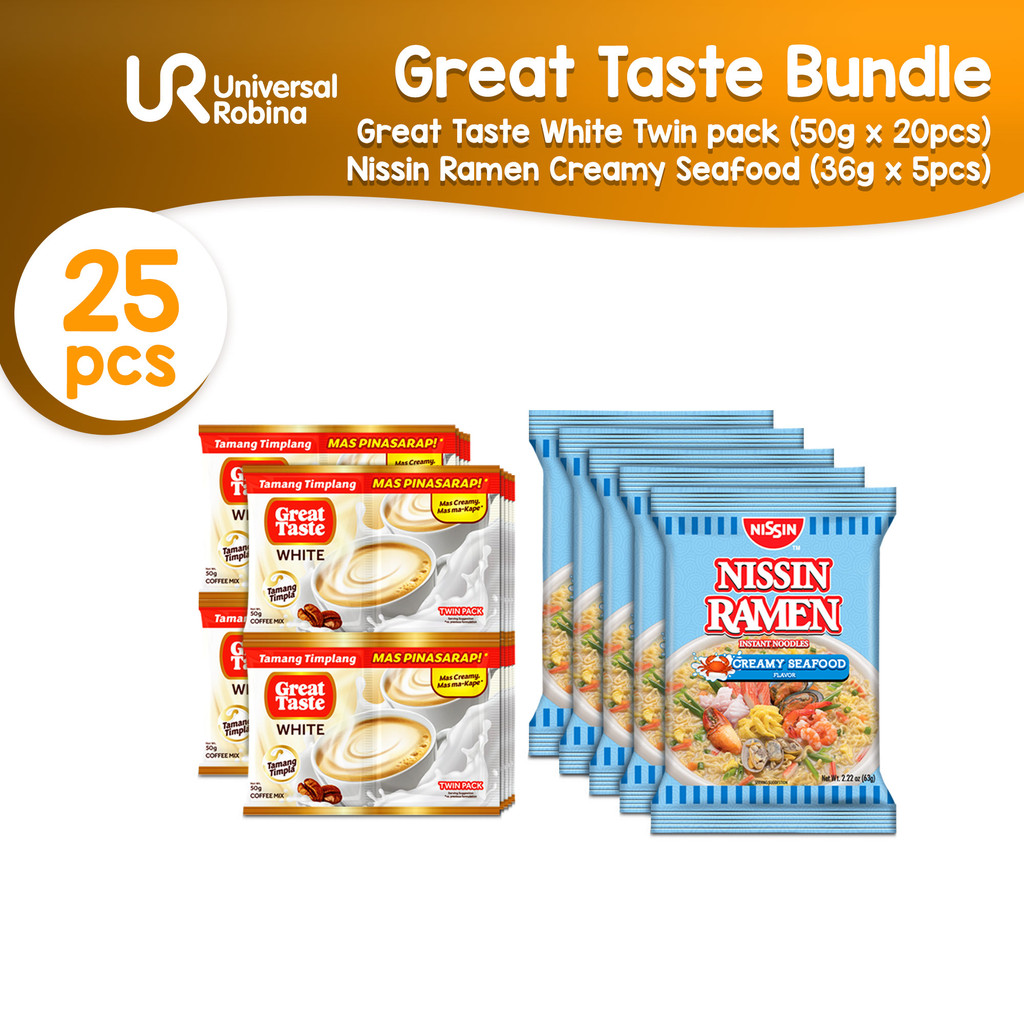 2 x Great Taste White 3-in-1 Twin Pack (50g x 10) and 5 x Nissin Ramen ...