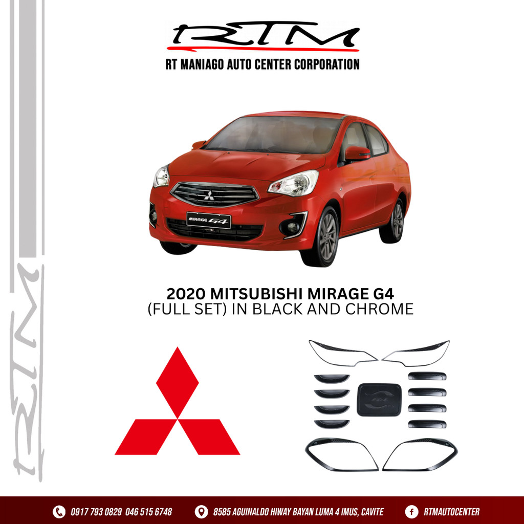 2020 MITSUBISHI MIRAGE GARNISH FULL SET BLACK AND CHROME | Shopee ...