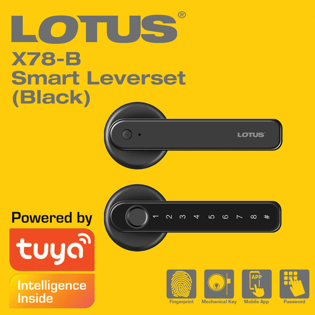 Lotus Smart Leverset (BLACK) X78-B | Door Hardware & Locks | Household ...