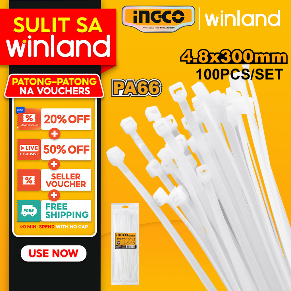 Ingco by Winland 100pcs Multipurpose Nylon Cable Ties Self Locking Zip ...