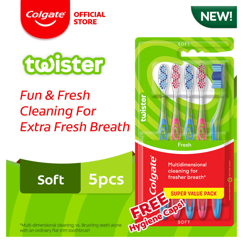 Colgate Twister Fresh Toothbrush with Cap - Super Value Pack | Shopee ...