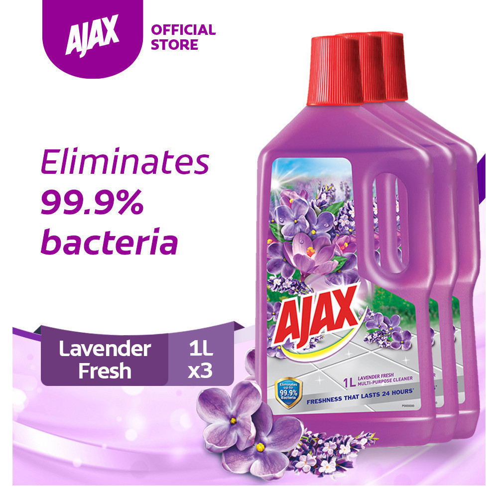 Ajax Lavender Fresh Antibacterial Multipurpose Cleaner 1L Value Pack of ...