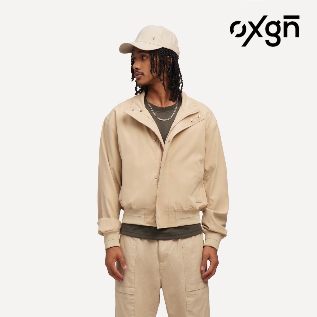 OXGN Boxy Bomber Jacket For Men (Khaki) | Shopee Philippines